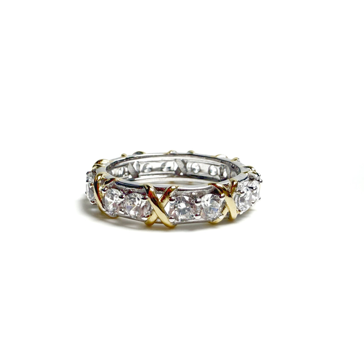 Two Tone X Eternity Ring Band – Bissuterie