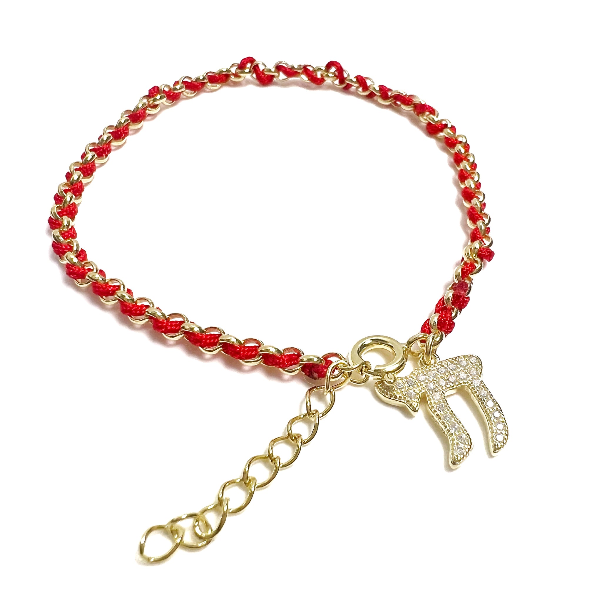 Red Cord Chai Bracelet Bissuterie